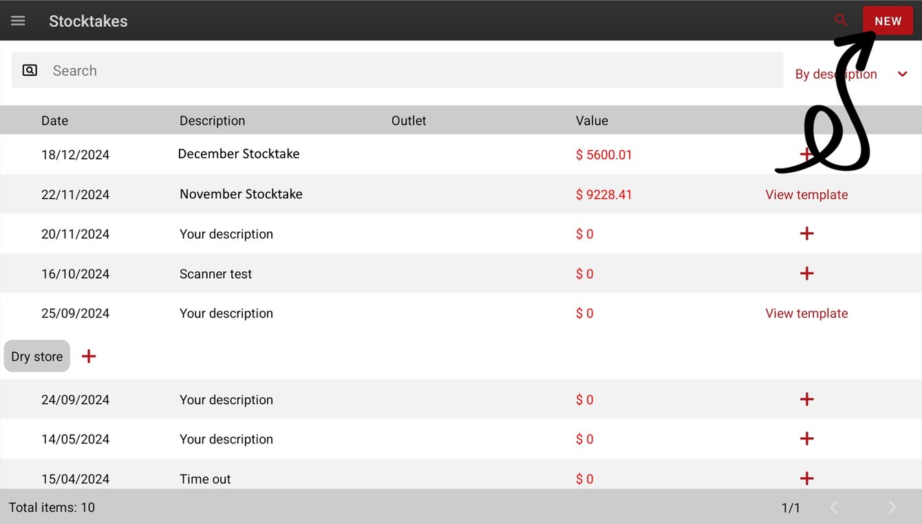 Creating a Stocktake in the Cooking the Books Pro App