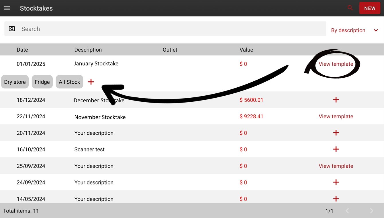 Creating a Stocktake in the Cooking the Books Pro App