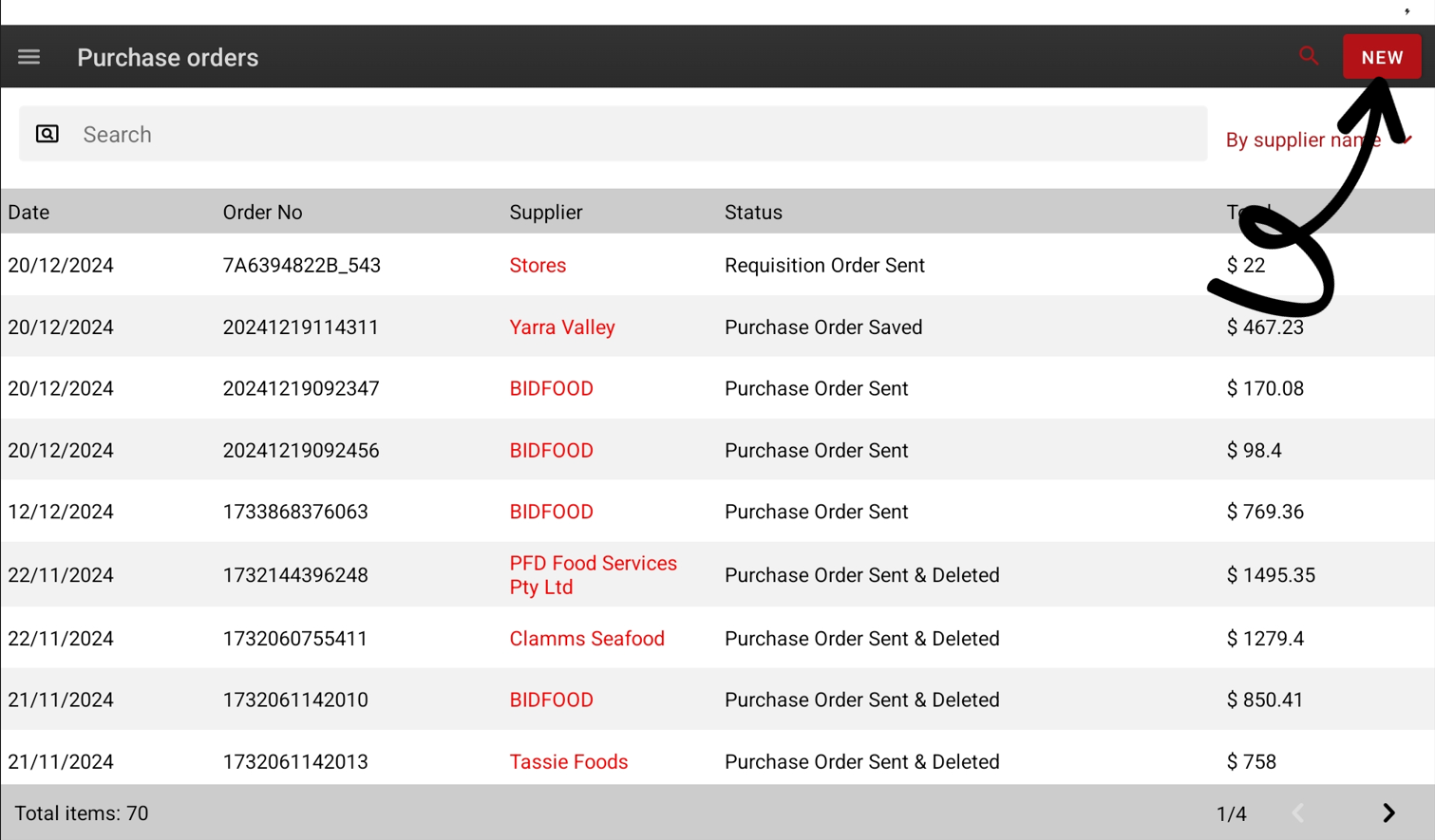 Creating a Purchase Order in the Cooking the Books Pro App